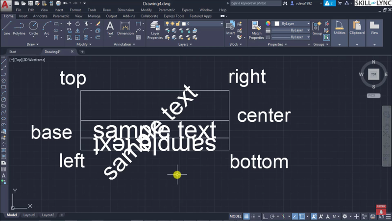 Editing Techniques in AutoCAD – Text Commands and Justifications